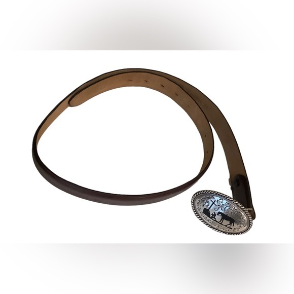 Justin Boots | Accessories | Justin Brown Leather And Silver Buckle ...